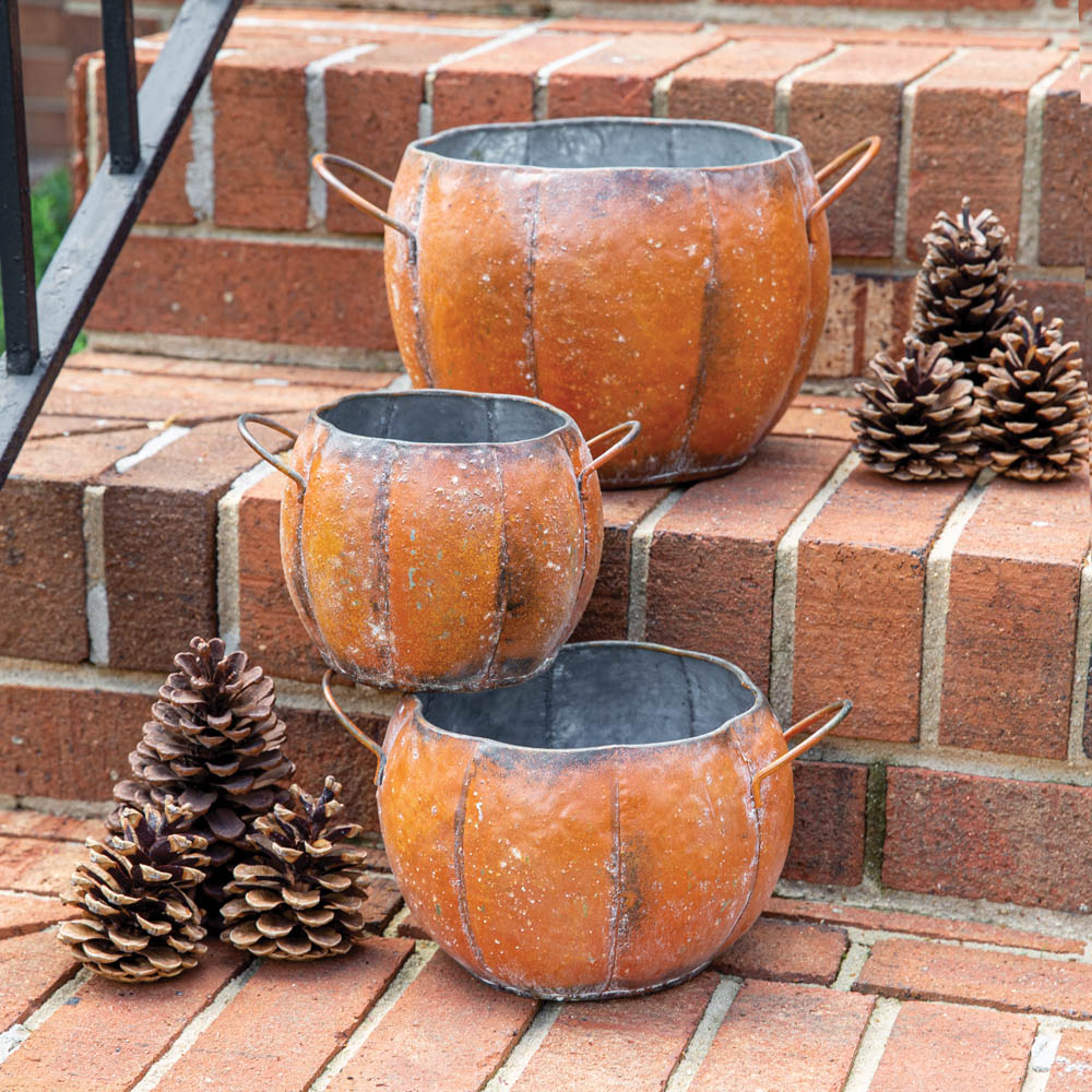 Set of Three Metal Pumpkin Containers – Farmabilia